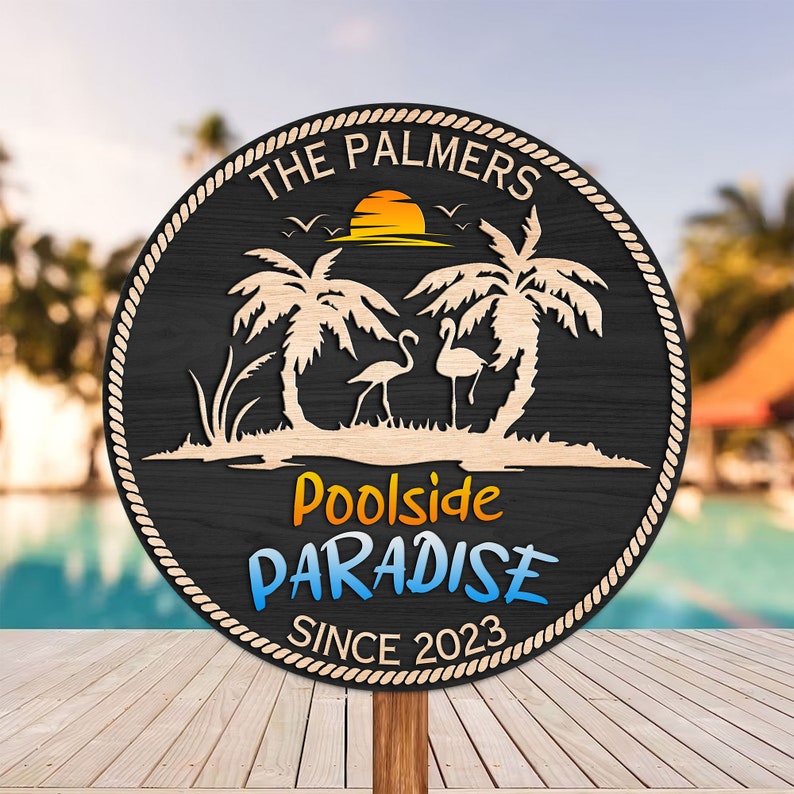 Custom Pool Sign, Backyard Pool Decor, Personalized Pool & Patio Sign ...