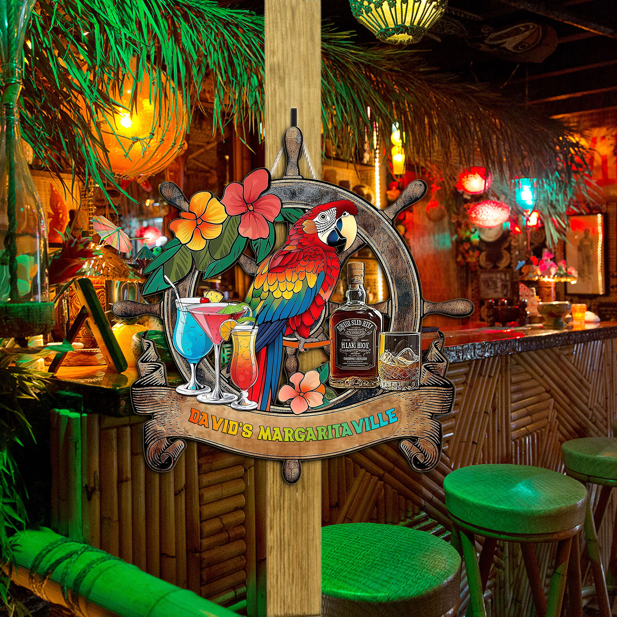 Personalized Tiki Bar Wood Sign Tiki Bar Tiki Hut Tiki Lounge Outdoor ...