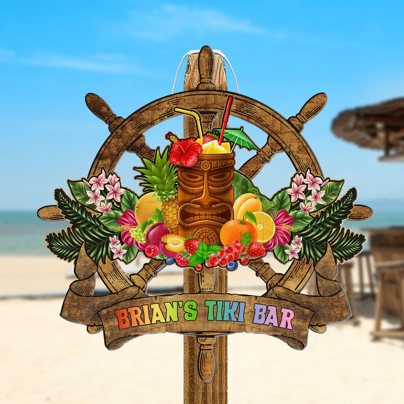 Personalized Tiki Bar Wood Sign Tiki Bar Tiki Hut Tiki Lounge Outdoor ...