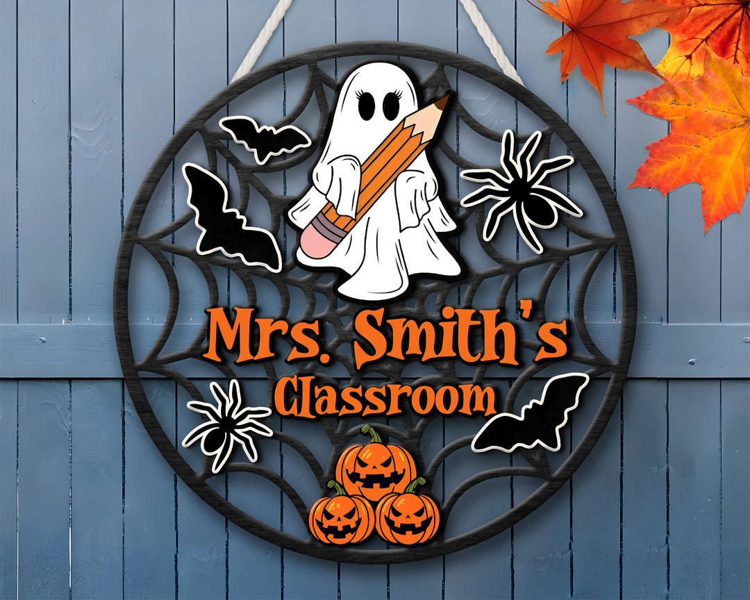 Personalized Teacher Door Sign, Teacher Gift, Halloween Classroom Sign ...