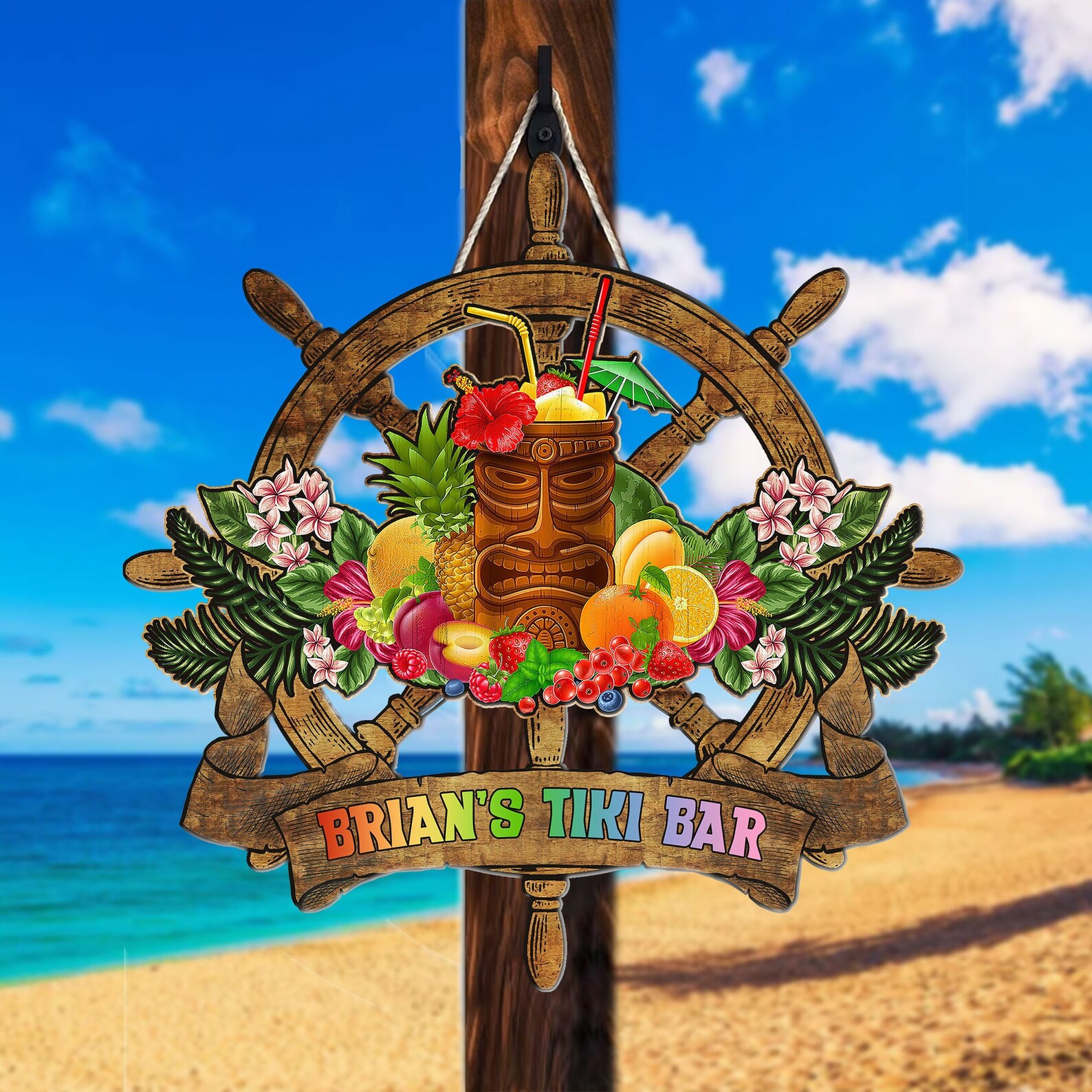 Personalized Tiki Bar Wood Sign Tiki Bar Tiki Hut Tiki Lounge Outdoor ...