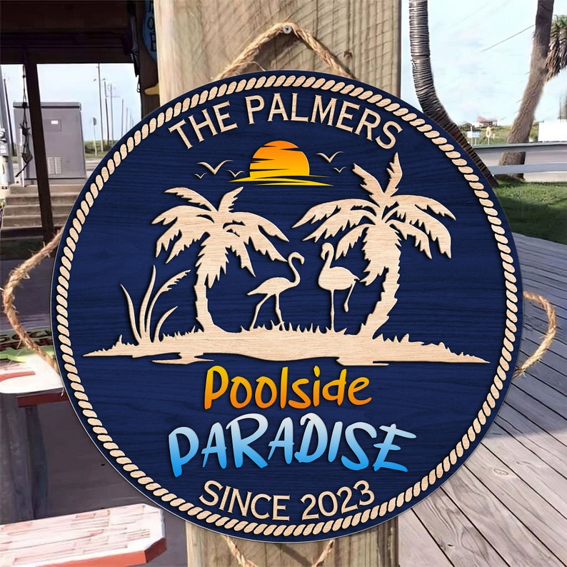 Custom Pool Sign, Backyard Pool Decor, Personalized Pool & Patio Sign ...