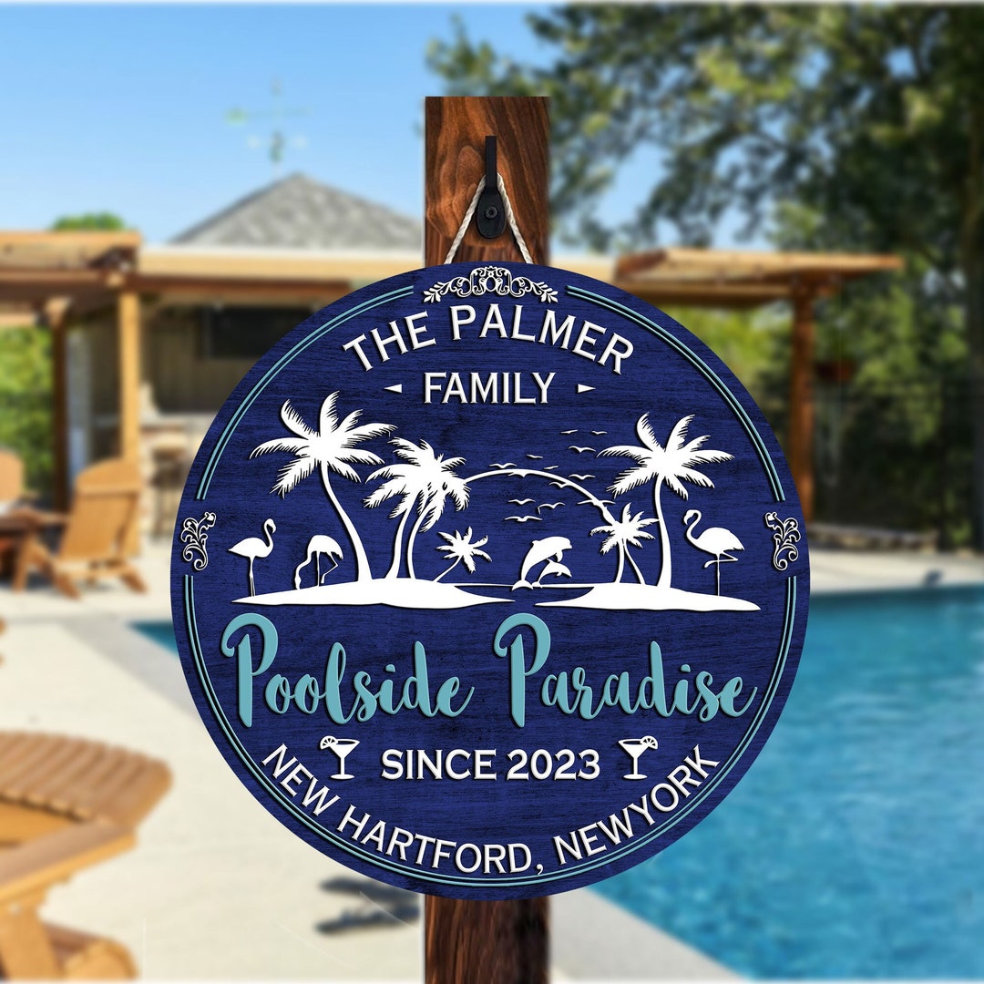 Custom Pool Sign, Backyard Pool Decor, Personalized Pool & Patio Sign ...