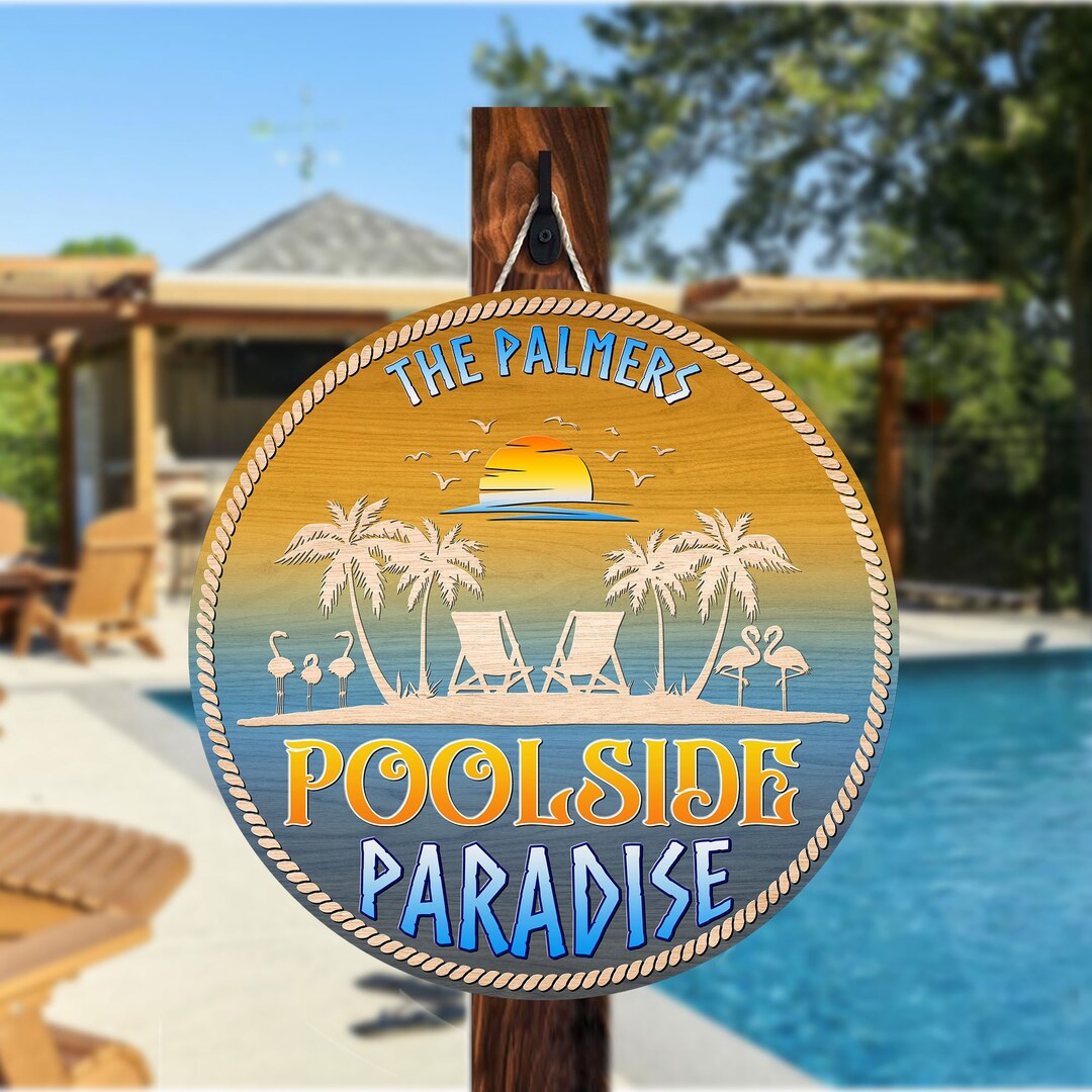 Custom Pool Sign, Backyard Pool Decor, Personalized Pool & Patio Sign ...