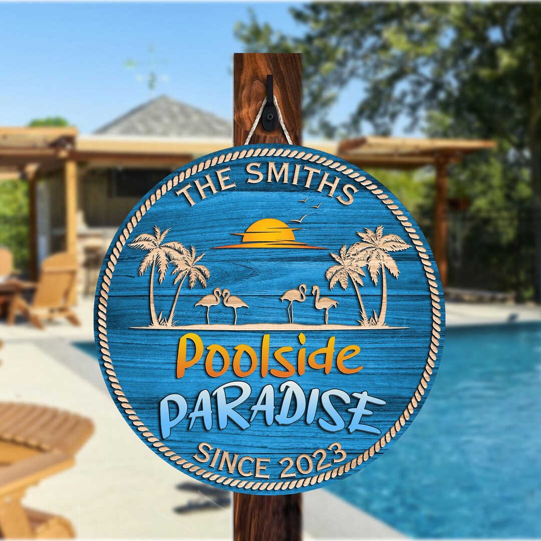 Personalized Pool Sign, Backyard Pool Decor, Personalized Pool & Patio ...