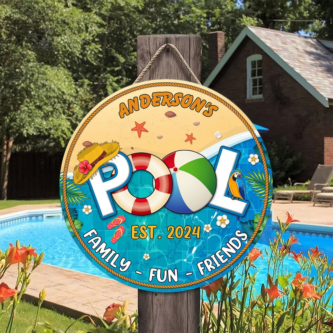 Personalized Pool Sign, Backyard Pool Decor, Personalized Pool & Patio ...