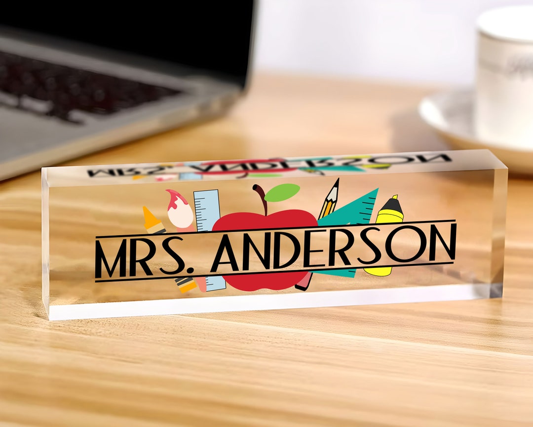 Personalized Teacher Desk Sign, Custom Name Plate, Back to School Gift ...