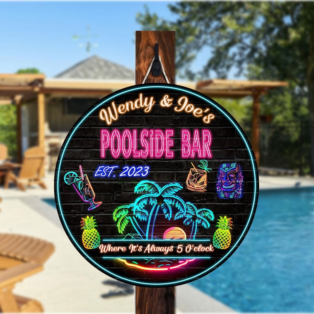 Personalized Pool Sign, Backyard Pool Decor, Personalized Pool & Patio ...