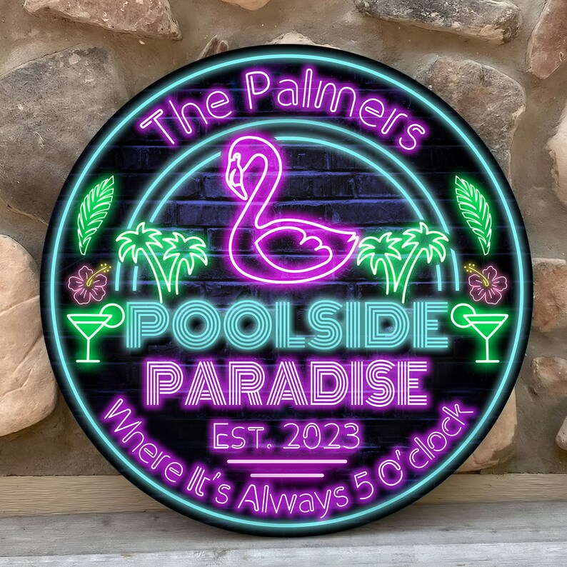 Personalized Pool Sign, Backyard Pool Decor, Personalized Pool & Patio ...