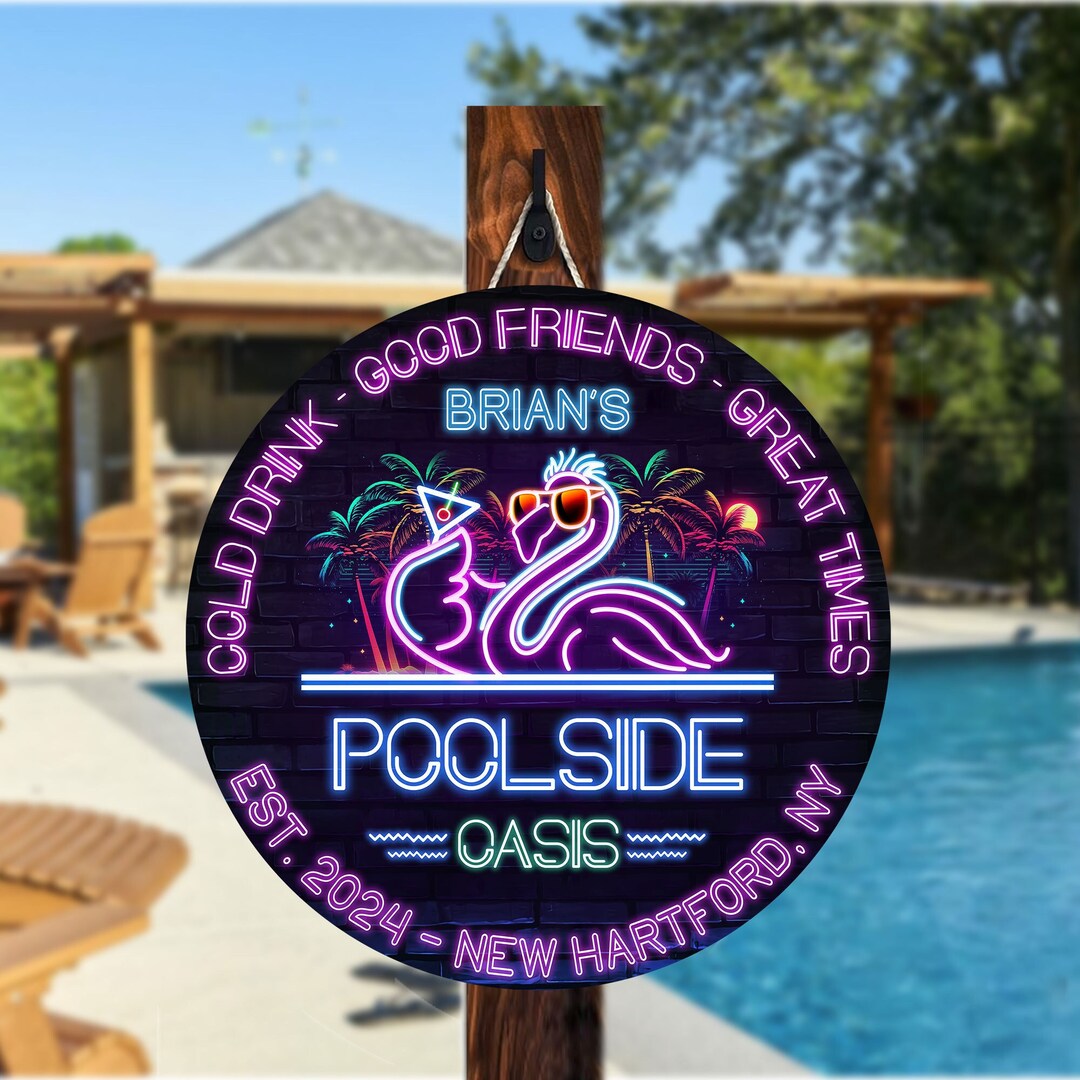 Personalized Pool Sign, Backyard Pool Decor, Personalized Pool & Patio ...