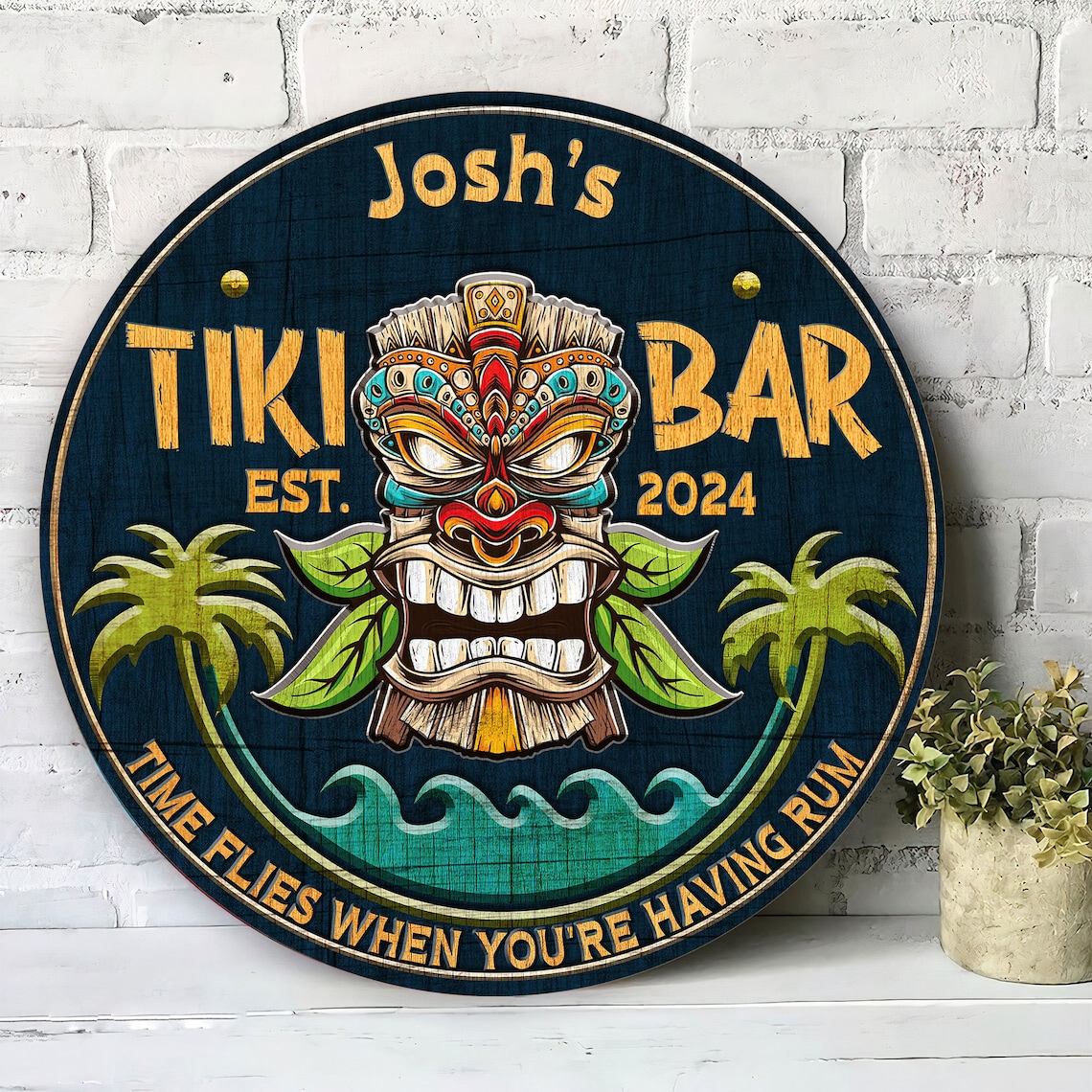 Personalized Tiki Bar Round Wood Sign Tiki Bar Tiki Hut Tiki Lounge Outdoor Bar Backyard Decor ...