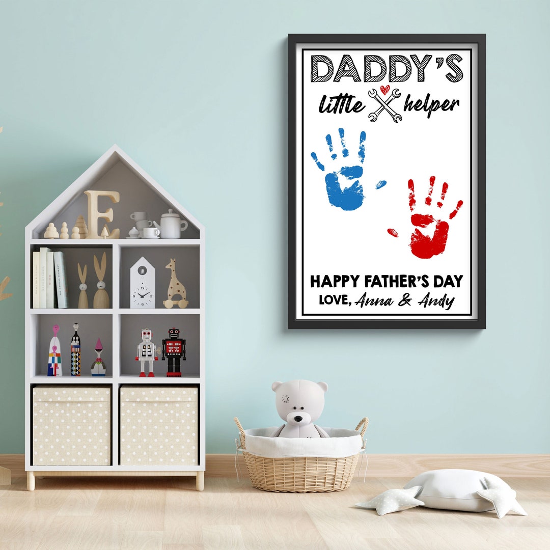 Daddy's Little Helpers Handprint Sign, Handprint Father's Day Gift ...