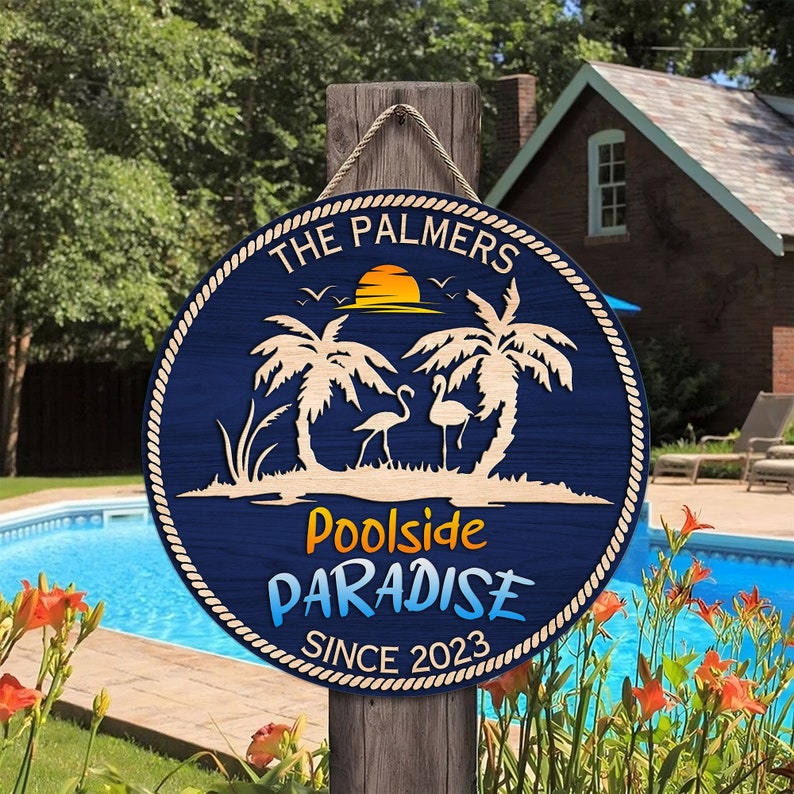 Custom Pool Sign, Backyard Pool Decor, Personalized Pool & Patio Sign ...