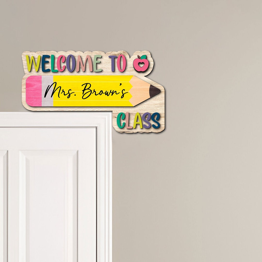 Personalized Teacher 3D Doorframe Sign, Welcome Back to School Sign ...