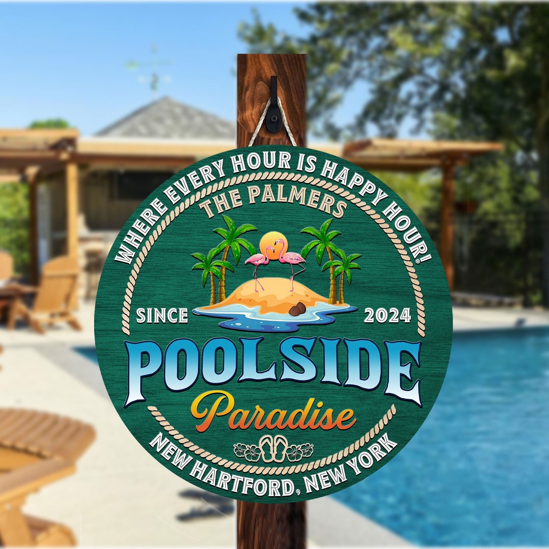 Custom Pool Sign, Backyard Pool Decor, Personalized Pool & Patio Sign ...