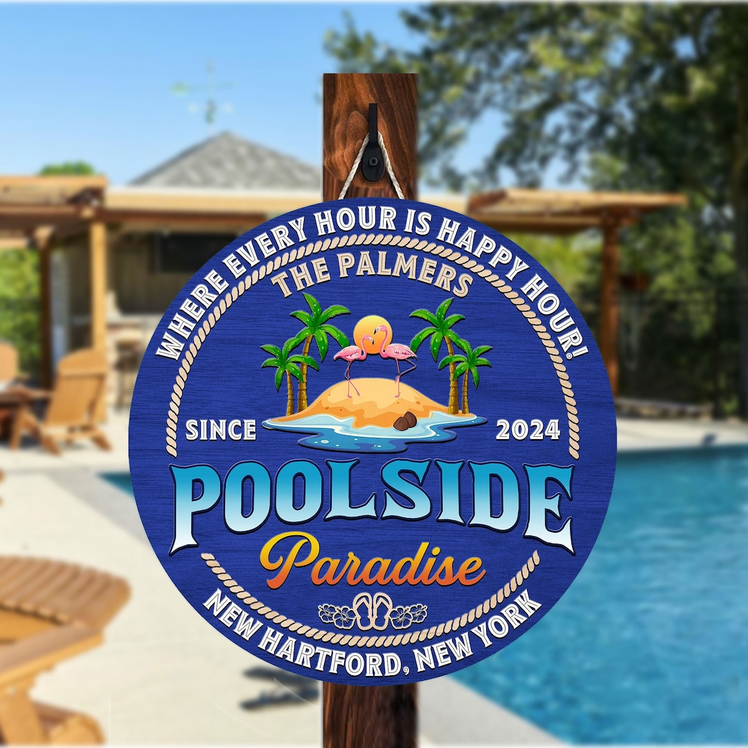 Personalized Pool Sign, Backyard Pool Decor, Personalized Pool & Patio ...