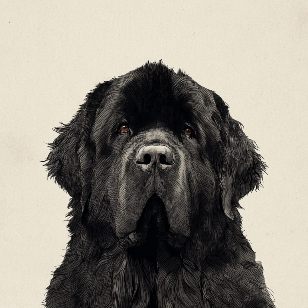 Newfoundland Printable Dog Wall Art | Gentle Giant Portrait | Black Dog ...