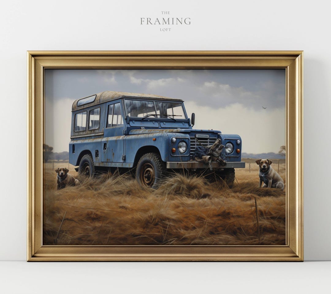 Printable Land Rover Defender Country Landscape Scene Vintage Style ...