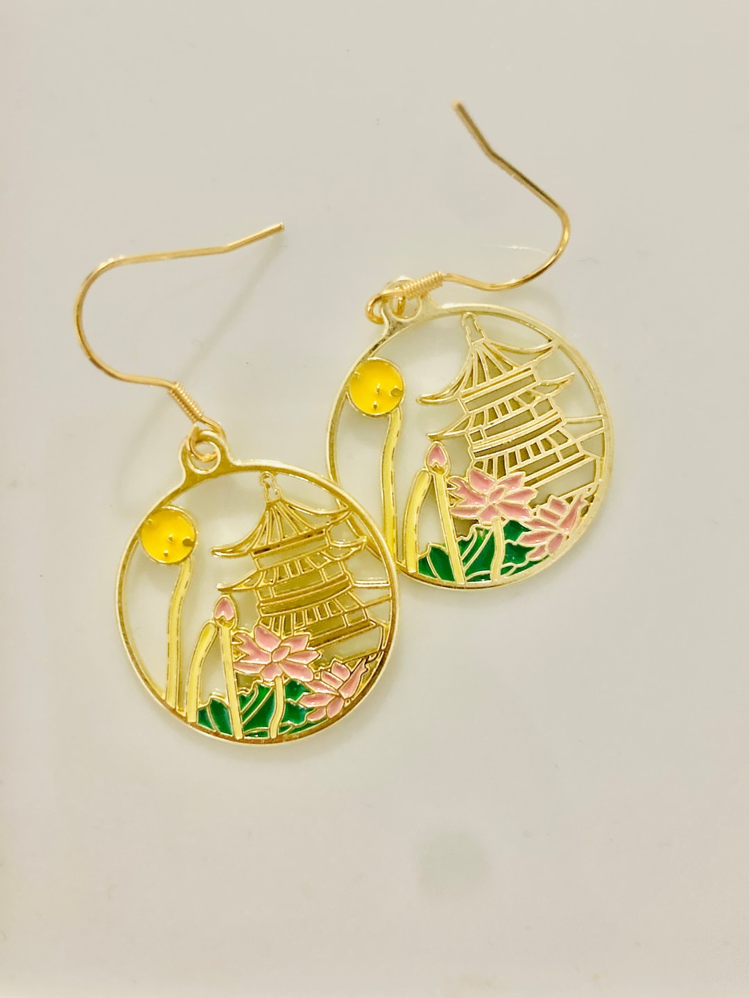 Japanese Temple Earrings, Kyoto, Geisha Earrings, Modern, Large ...