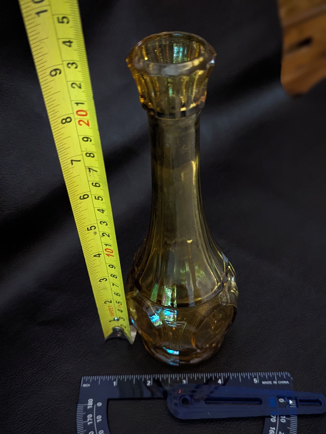 Vintage Wheaton Amber Coin 9" Vase - Etsy