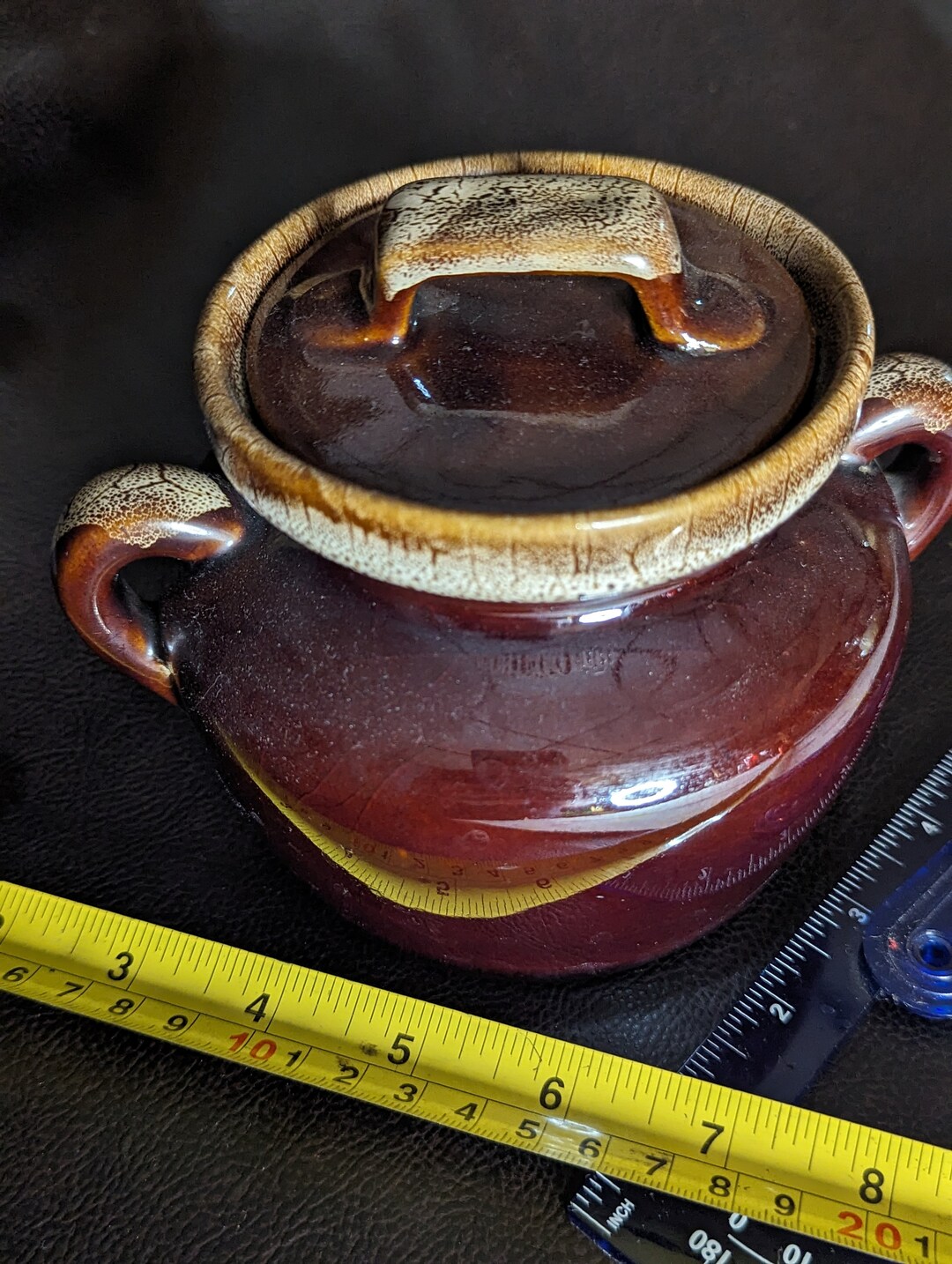 Vintage Glazed Bean Pot - Etsy