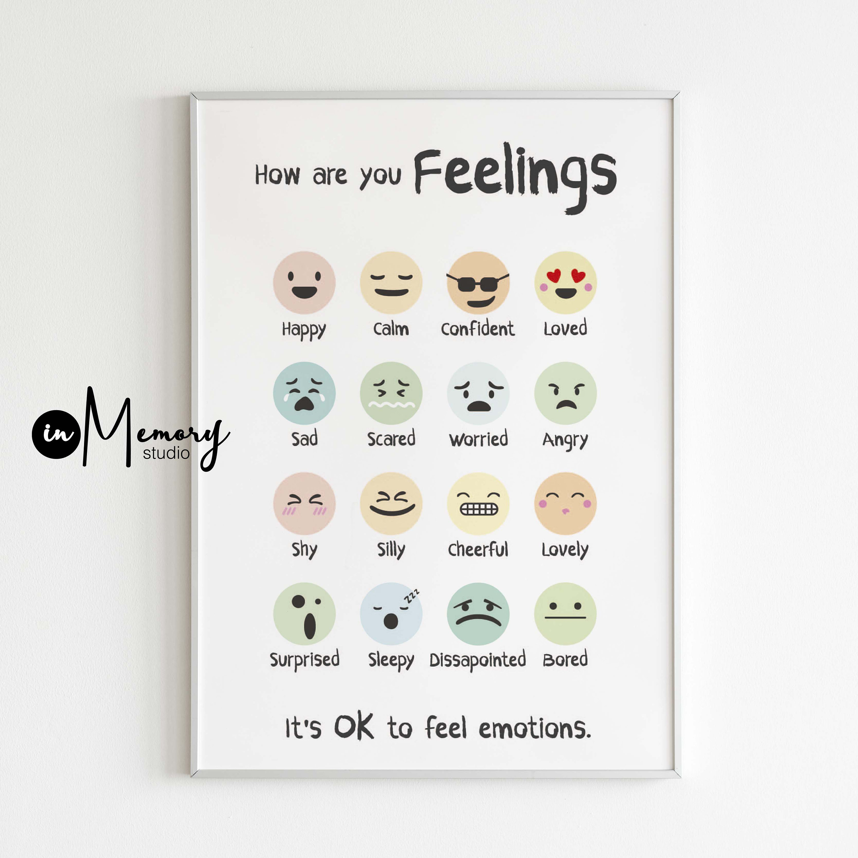 Feeling Emotions Pastel Color Poster for Kids A4 and A5 School Poster ...