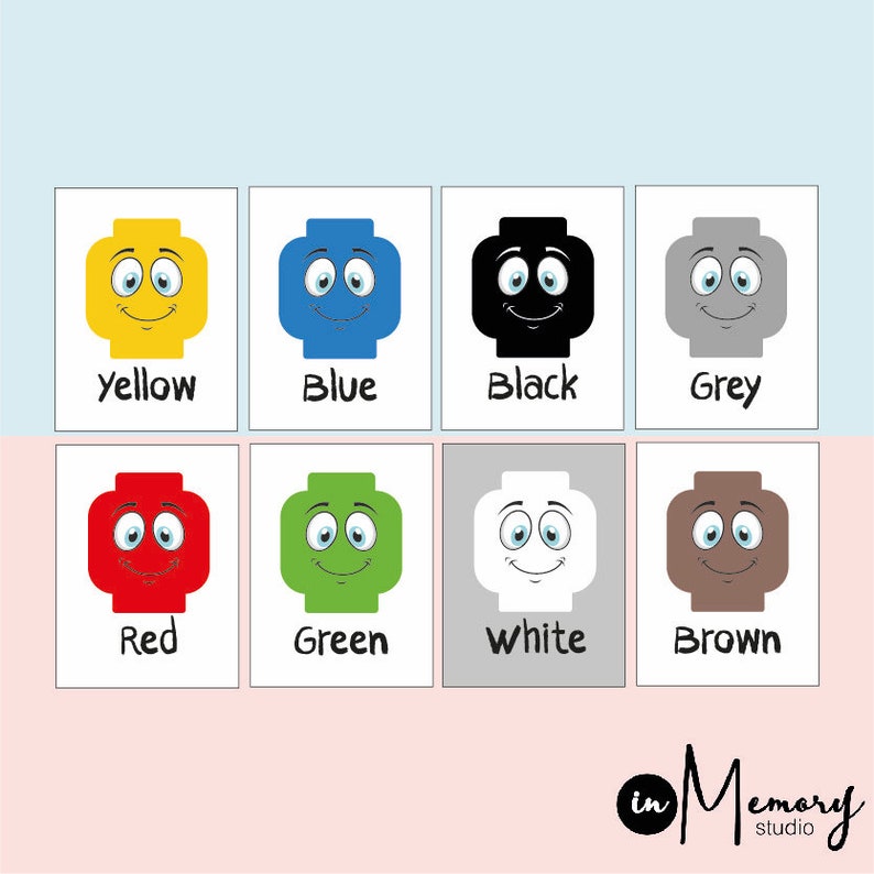 Flashcard Colour Figurines Head for Toddlers Learning at Home - Etsy