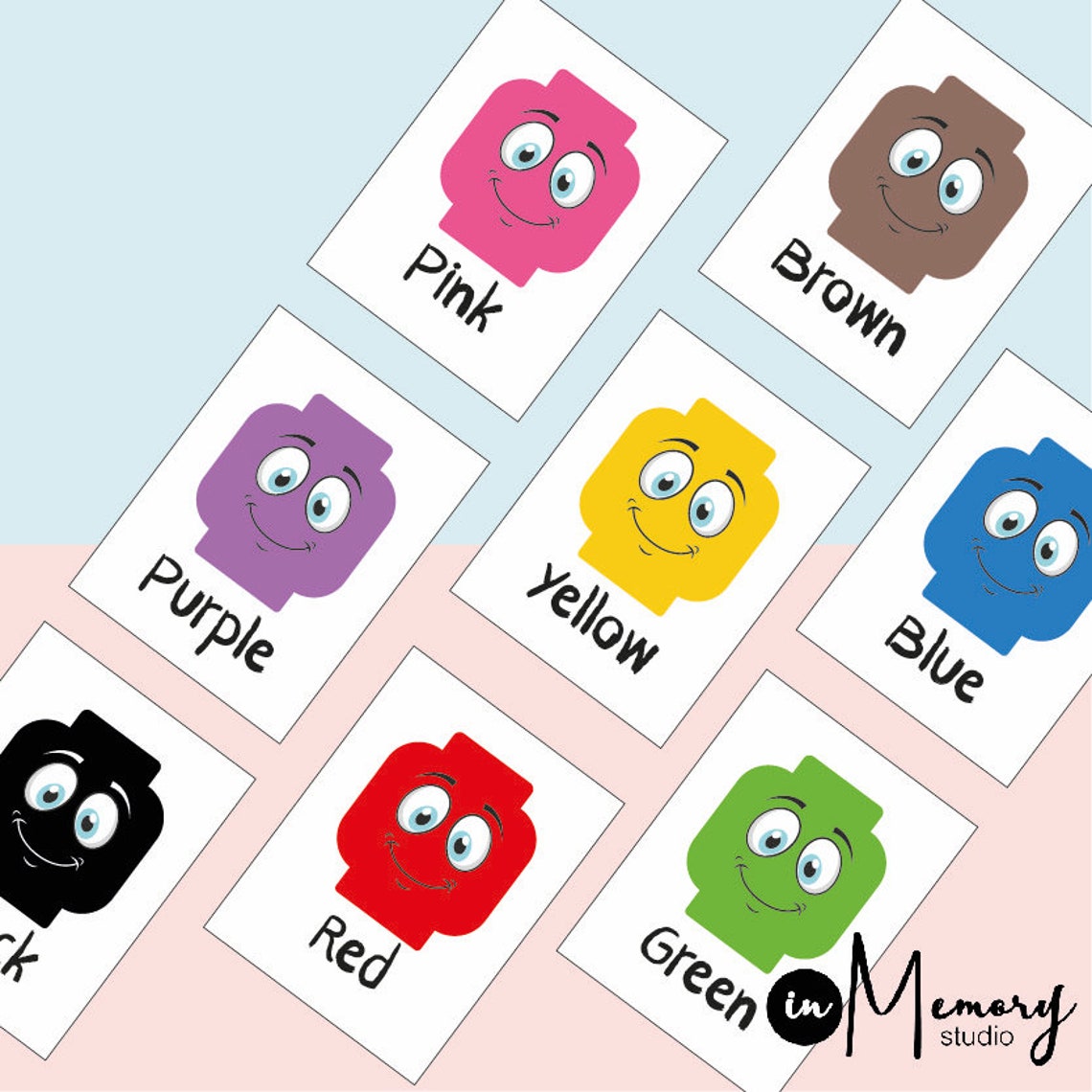 Flashcard Colour Figurines Head for Toddlers Learning at Home - Etsy