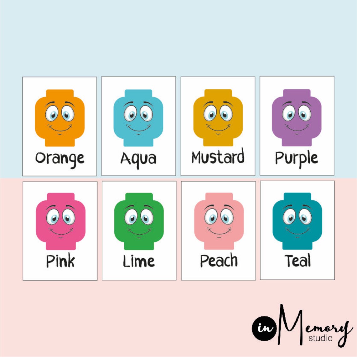 Flashcard Colour Figurines Head for Toddlers Learning at Home - Etsy