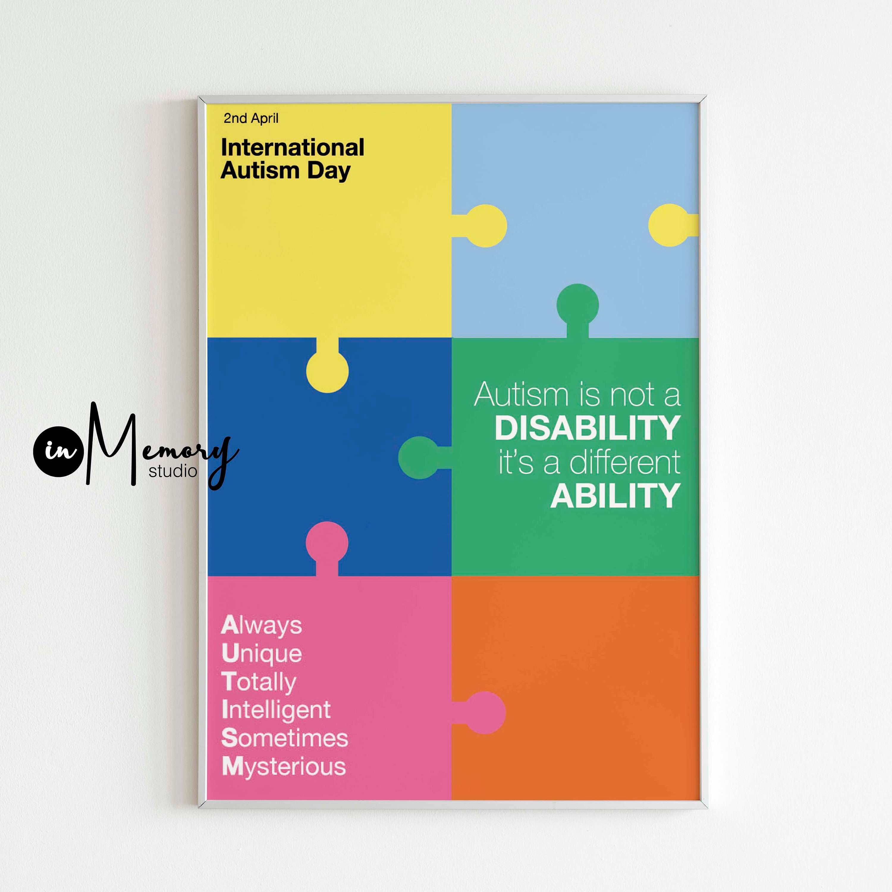 Autism Puzzle Poster A4 and A5 School Poster Bedroom Poster Kids Poster ...