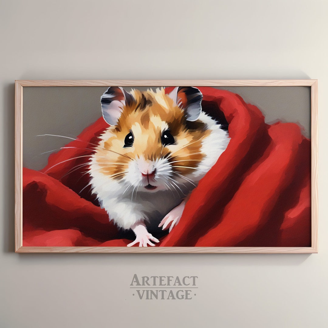 Hamster Art for Samsung Frame TV: "scarlet Snuggle" Pet Portrait ...