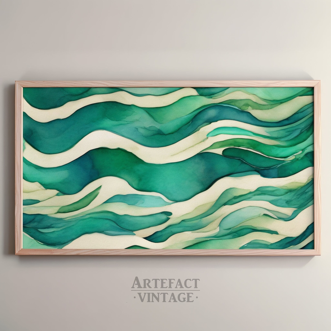 Emerald Green Wave Art for Samsung Frame TV (digital Download) - Etsy