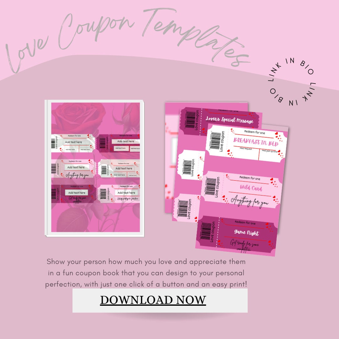 Printable Customizable Couples Love Coupons, Valentines Day, Romance - Etsy