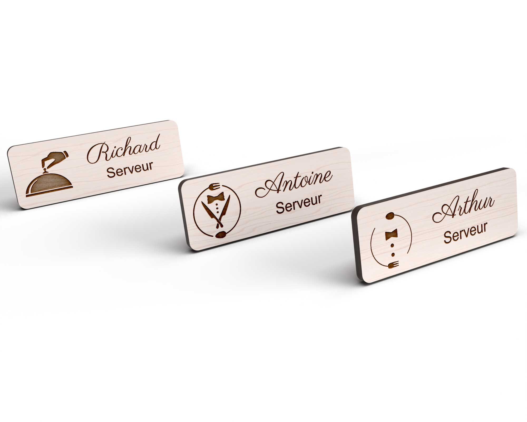 Personalized Wooden Server Badge, Elegant Professional Accessory for ...