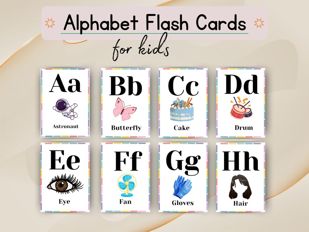 26 Alphabet Flash Cards ABC Flash Cards Educational Learning - Etsy