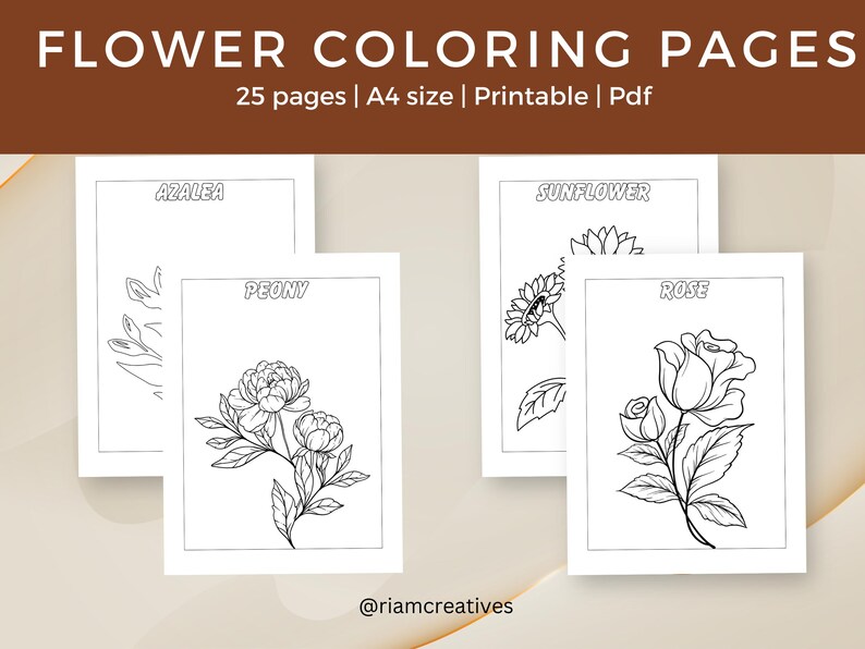 Flower Coloring Pages Printable Pdf File Instant Download - Etsy