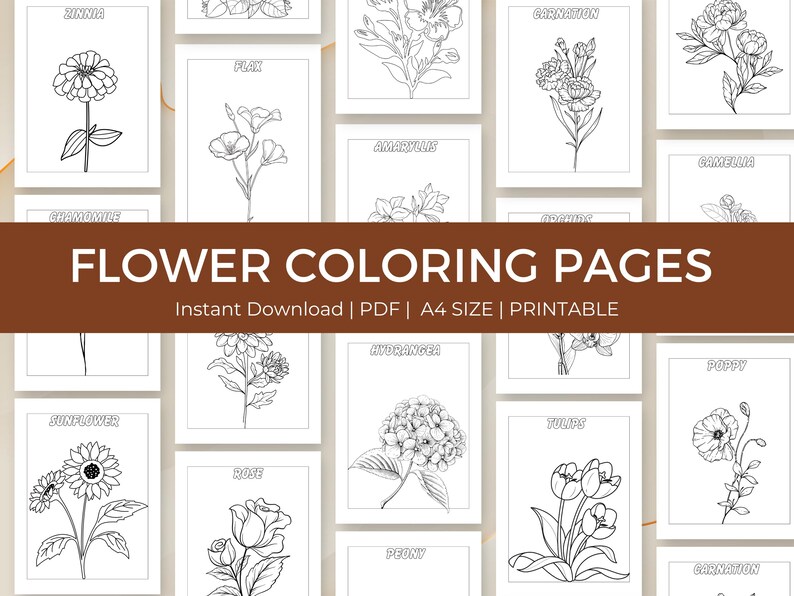 Flower Coloring Pages Printable Pdf File Instant Download - Etsy
