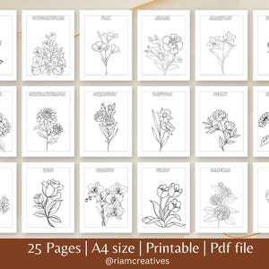 Flower Coloring Pages Printable Pdf File Instant Download - Etsy