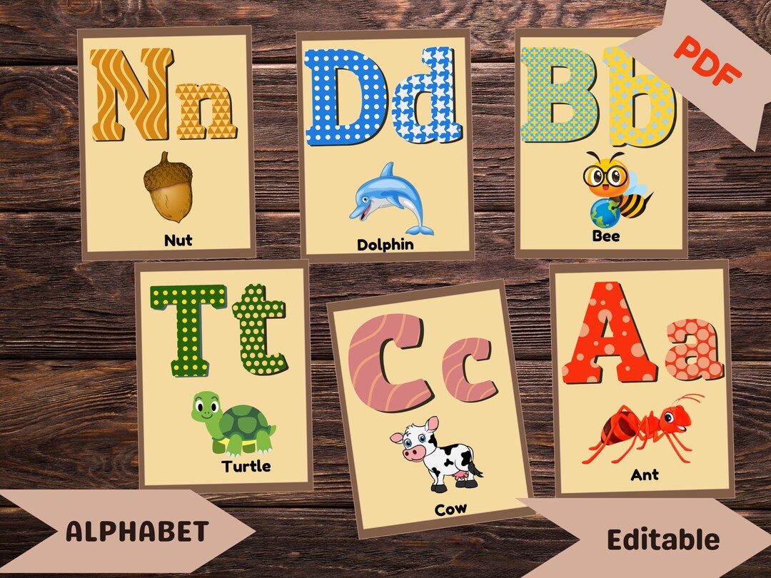 Alphabet Flash Cards 26 Flash Cards PDF Printable Editable - Etsy