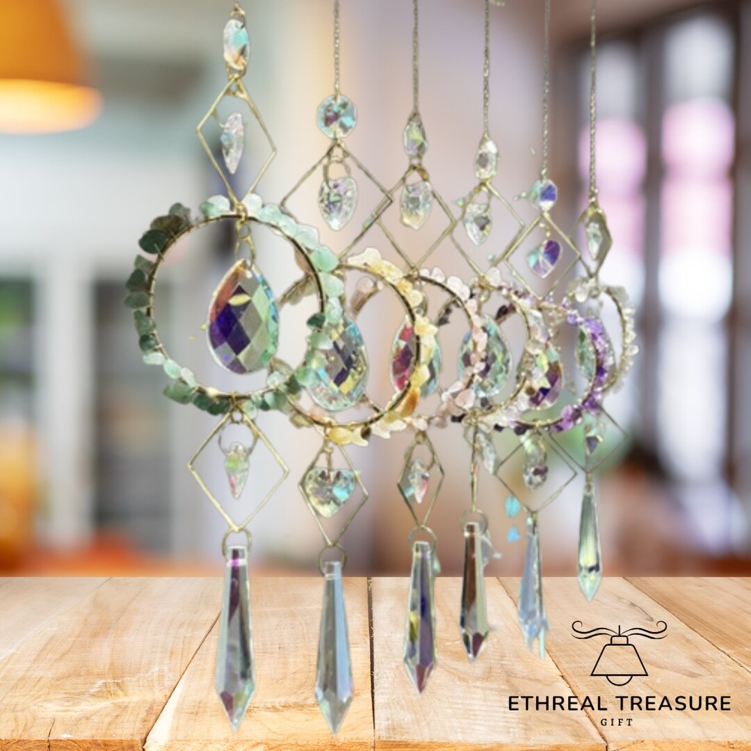 Crystal Circle Sun Catcher Hanging Wind Light Pendant Window Dangling ...