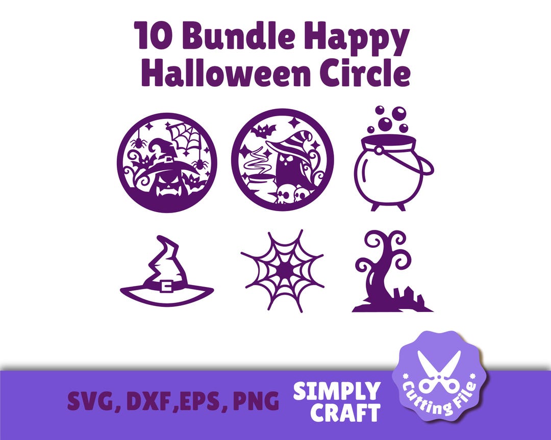 10 Bundle Halloween Circle Frame Cut File SVG - Etsy