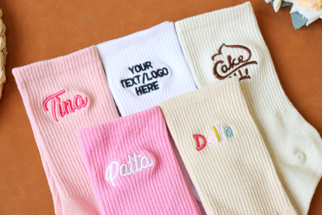 Personalized Embroidered Socks - Customizable Text or Design Socks ...