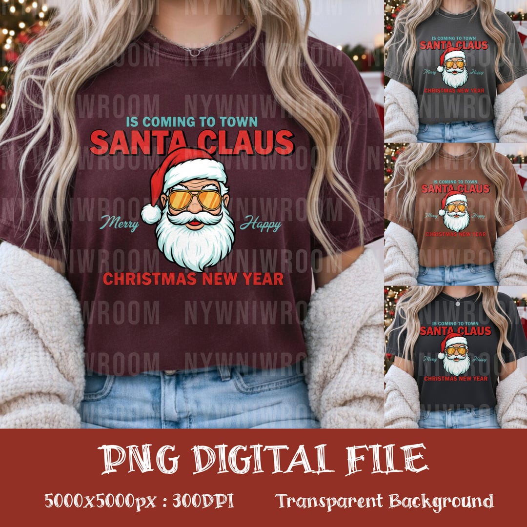 Hipster Clause PNG Aviator Glasses Holiday Sublimation T-shirt Design ...