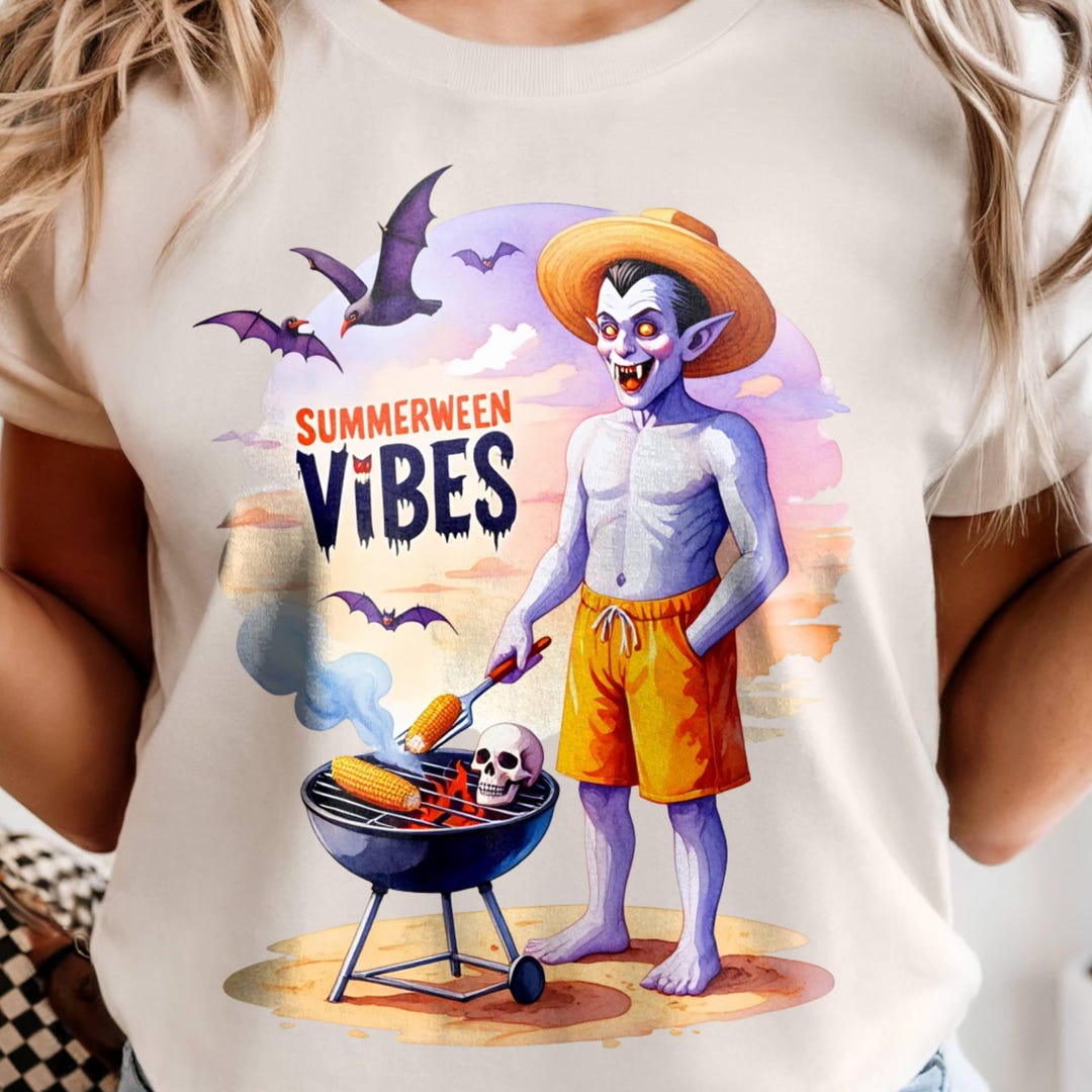 Halloween PNG, Summerween Vibes Vampire BBQ PNG | Funny Halloween Beach ...