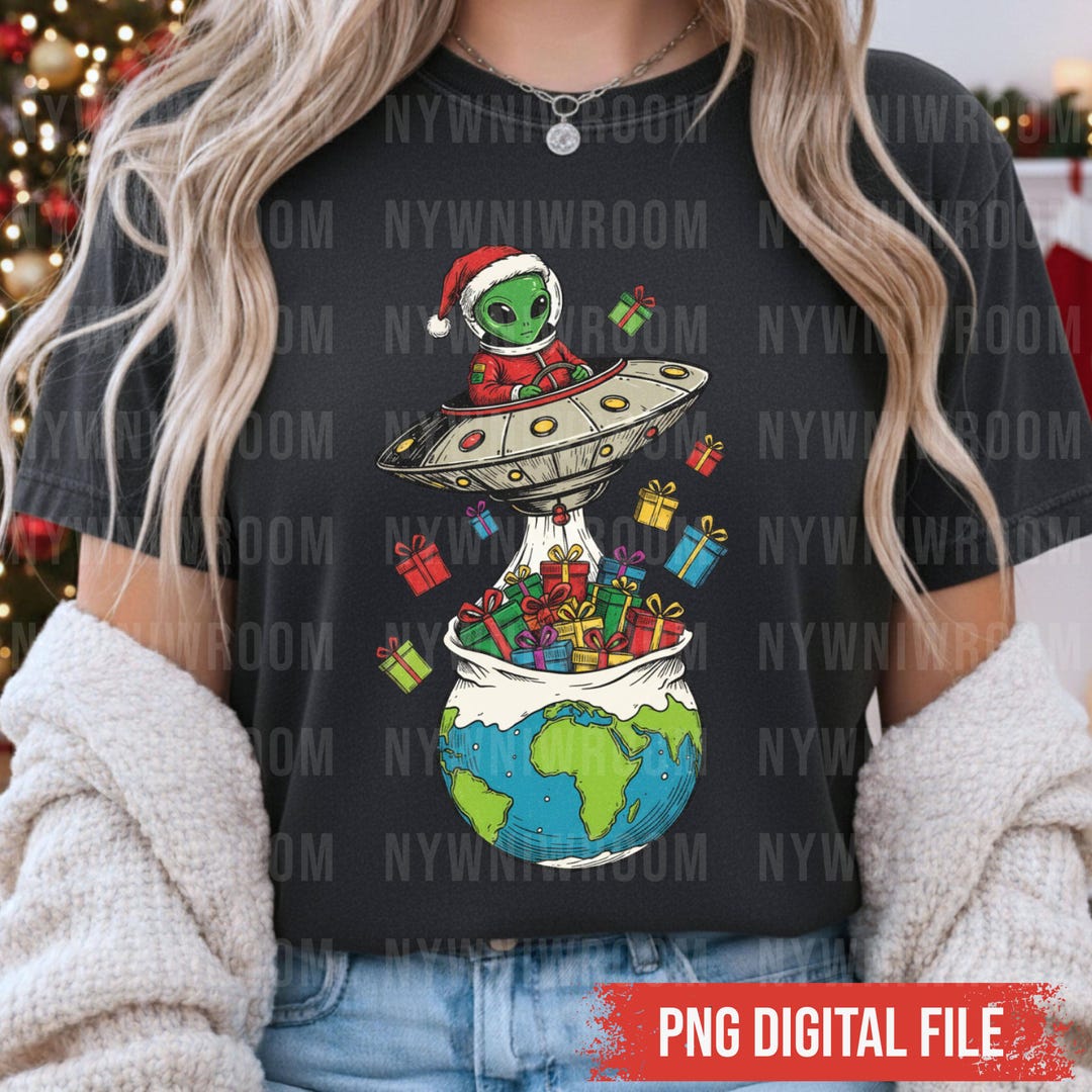 Funny Alien Santa UFO Christmas PNG Design (digital Download) - Etsy
