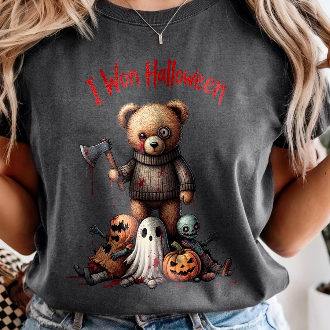 I Won Halloween Killer Teddy PNG | Dark Humor Cute Horror Sublimation ...
