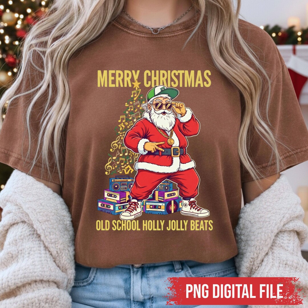 Cool Santa Rapper PNG, Old School Holly Jolly Beats, Hip Hop Christmas ...