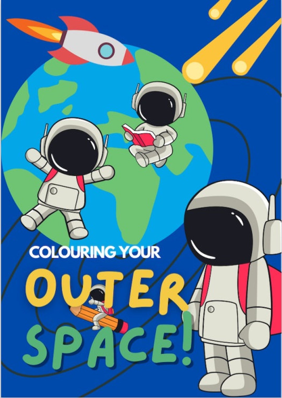 Coloring Book Children Outer Space - Etsy