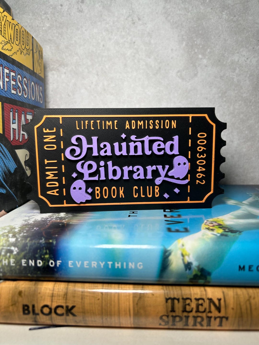 Haunted Library Book Club Ticket Sign: 3D Printed Book Nook Bookshelf ...