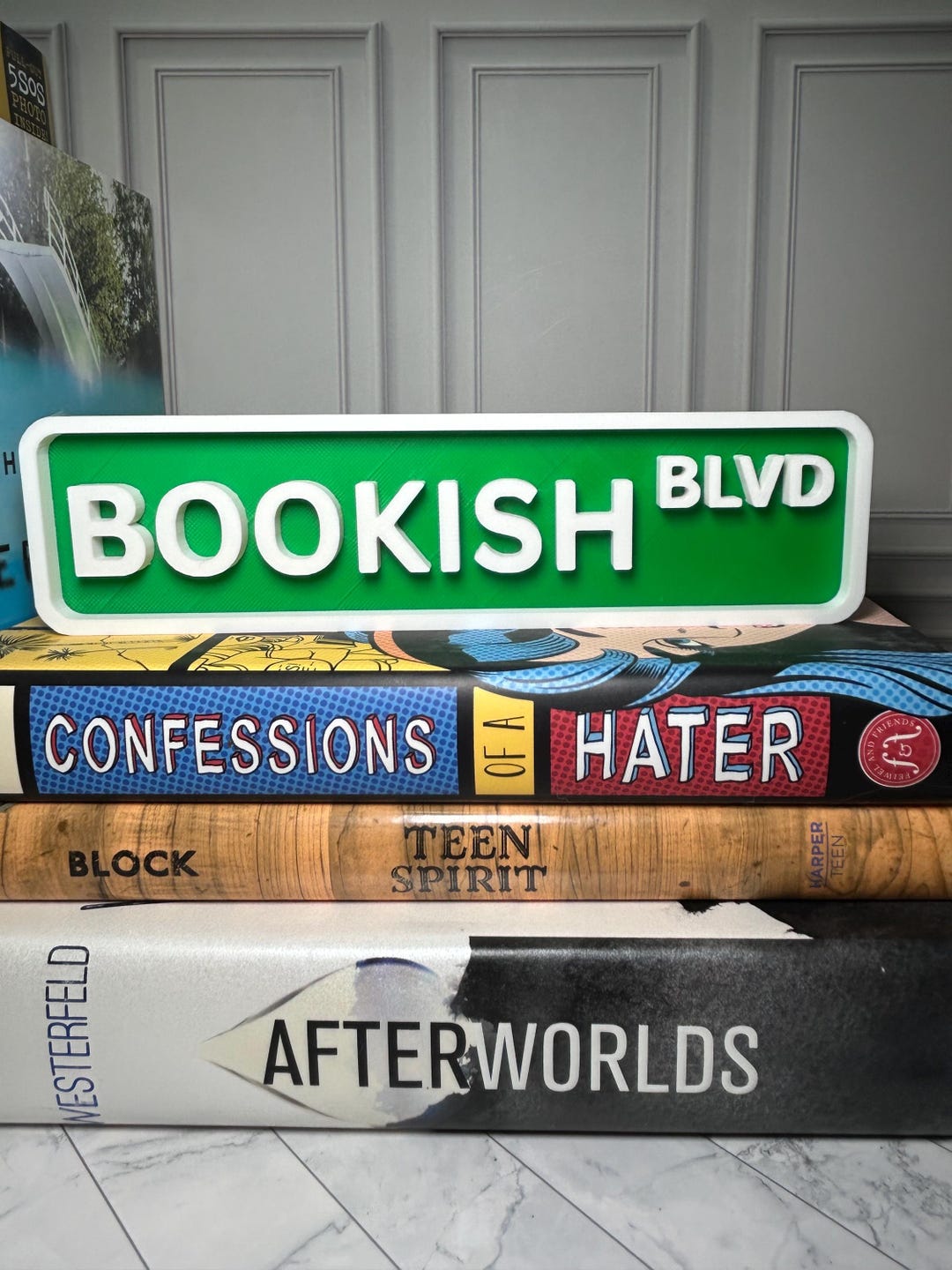 Bookish Boulevard Bookshelf Street Sign — 3D Printed Book Nook and ...